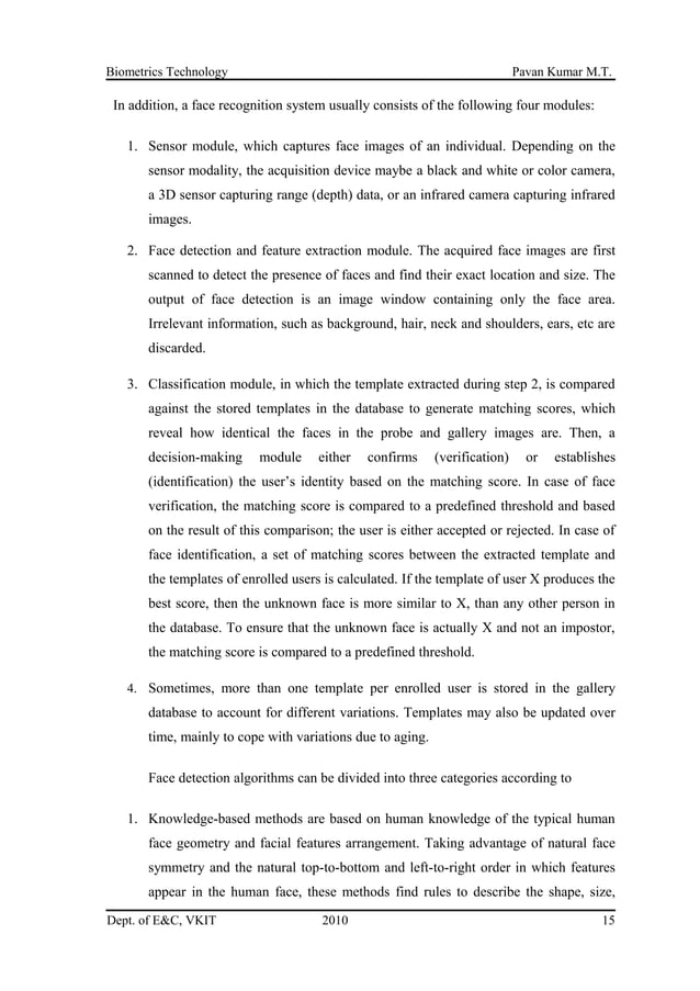 Biometrics Technology Seminar Report. | DOC | Technology Industry | Industries