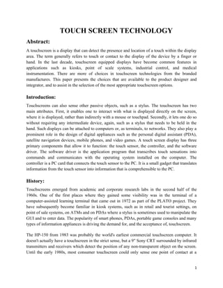 Report on Touch Screens | DOC