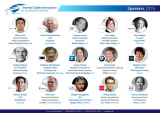 Agenda: Interior Cabin Innovation for Automated Vehicles 2019 | PPT