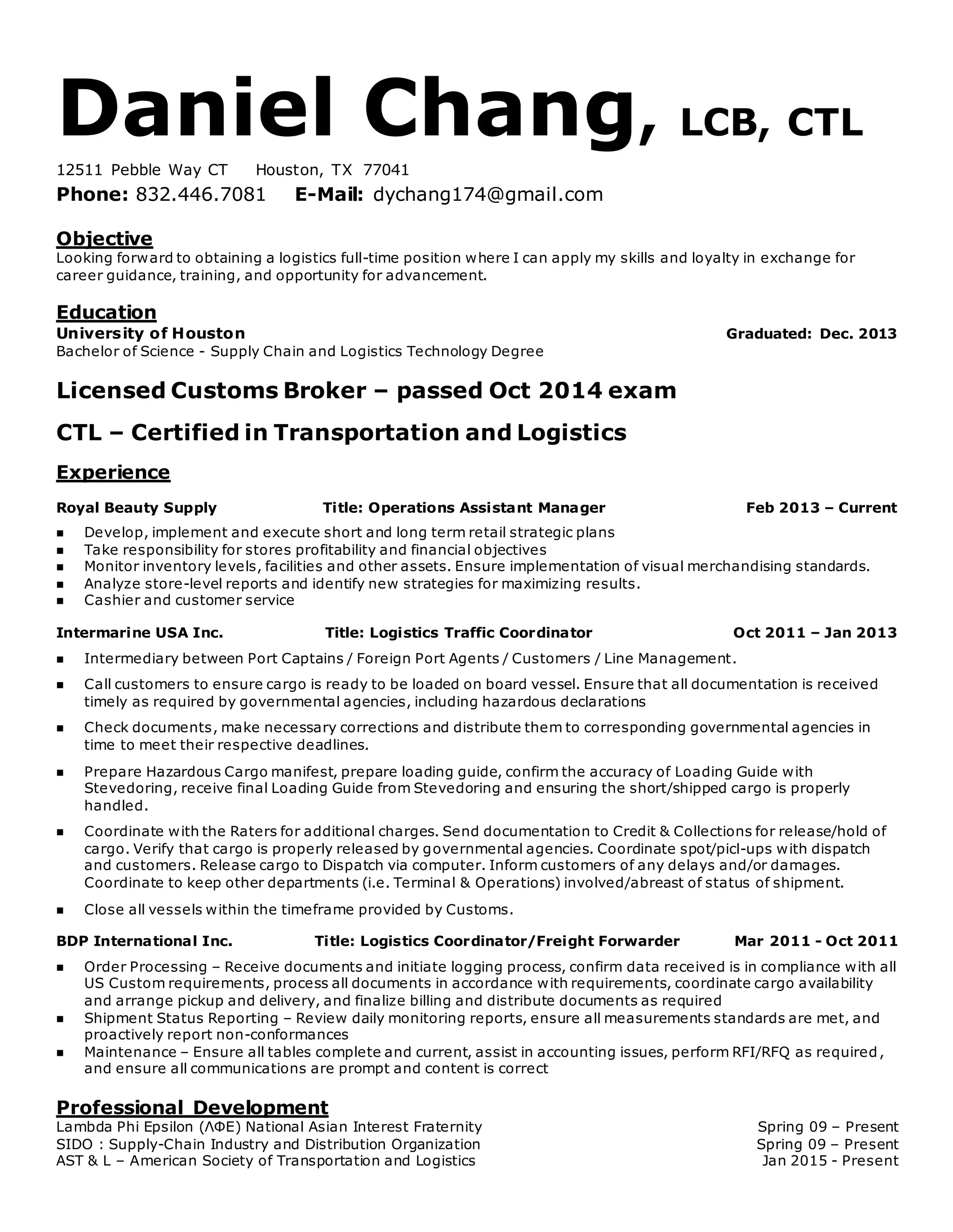 Daniel Chang Resume | DOCX