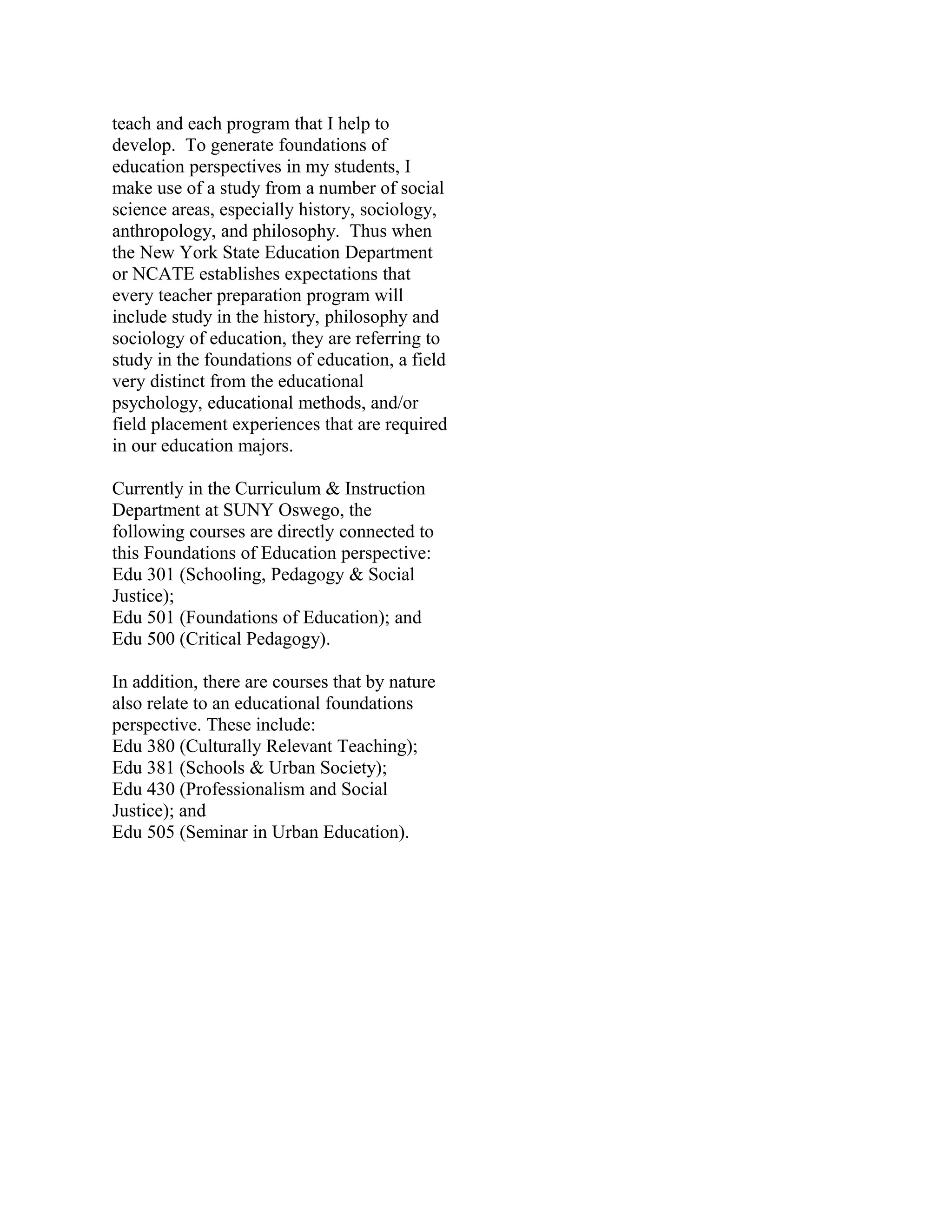 What is a Foundations of Education Perspective | DOC