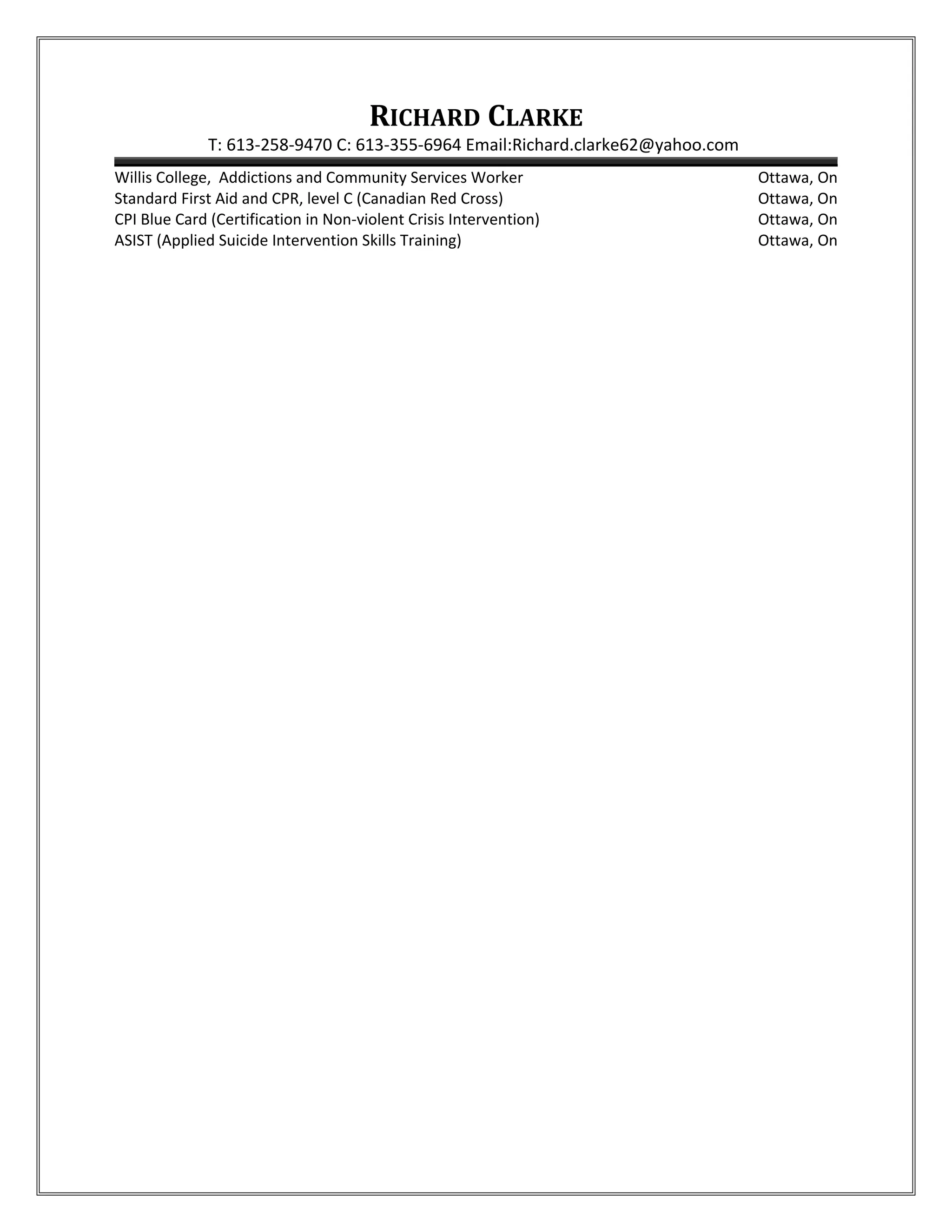 Richard Clarke Resume | DOC