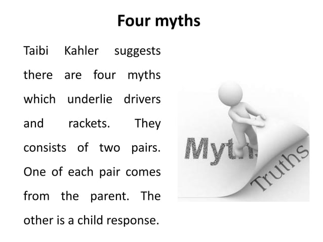 Four myths underling drivers and rackets - transactional analysis ...