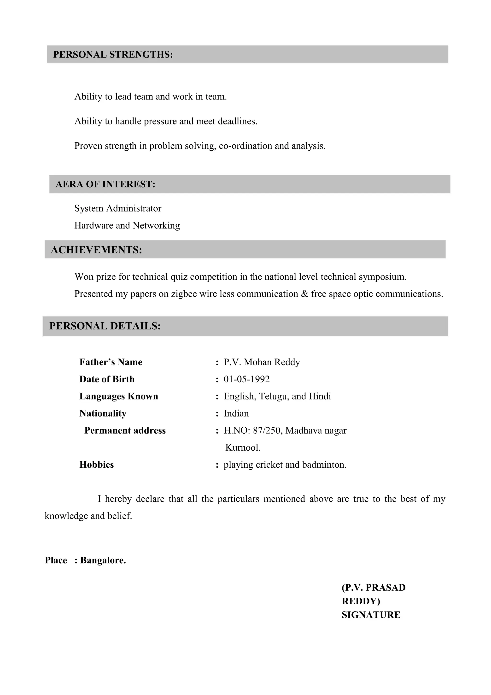 Resume | DOC | IT and Internet Support | Internet