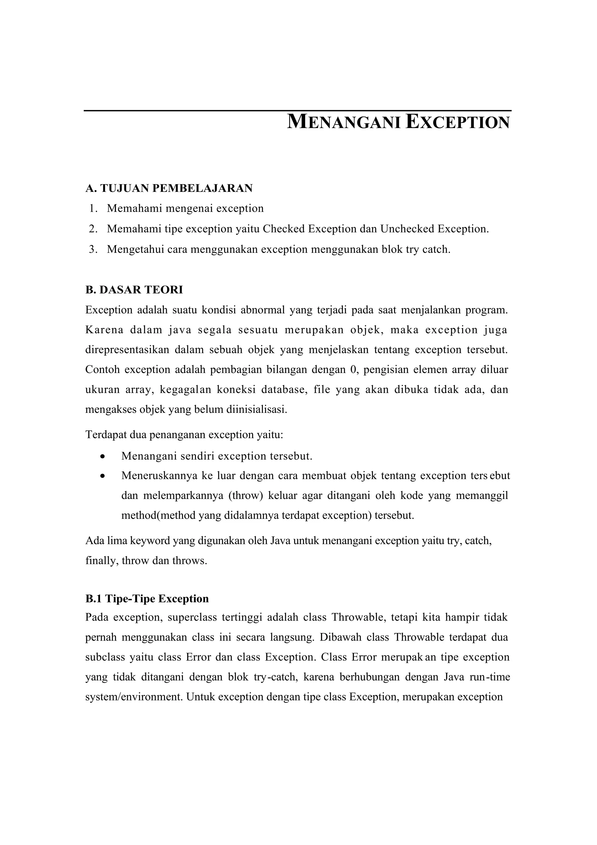 29934 materi dan tugas pbo lanjut exception_ | PDF