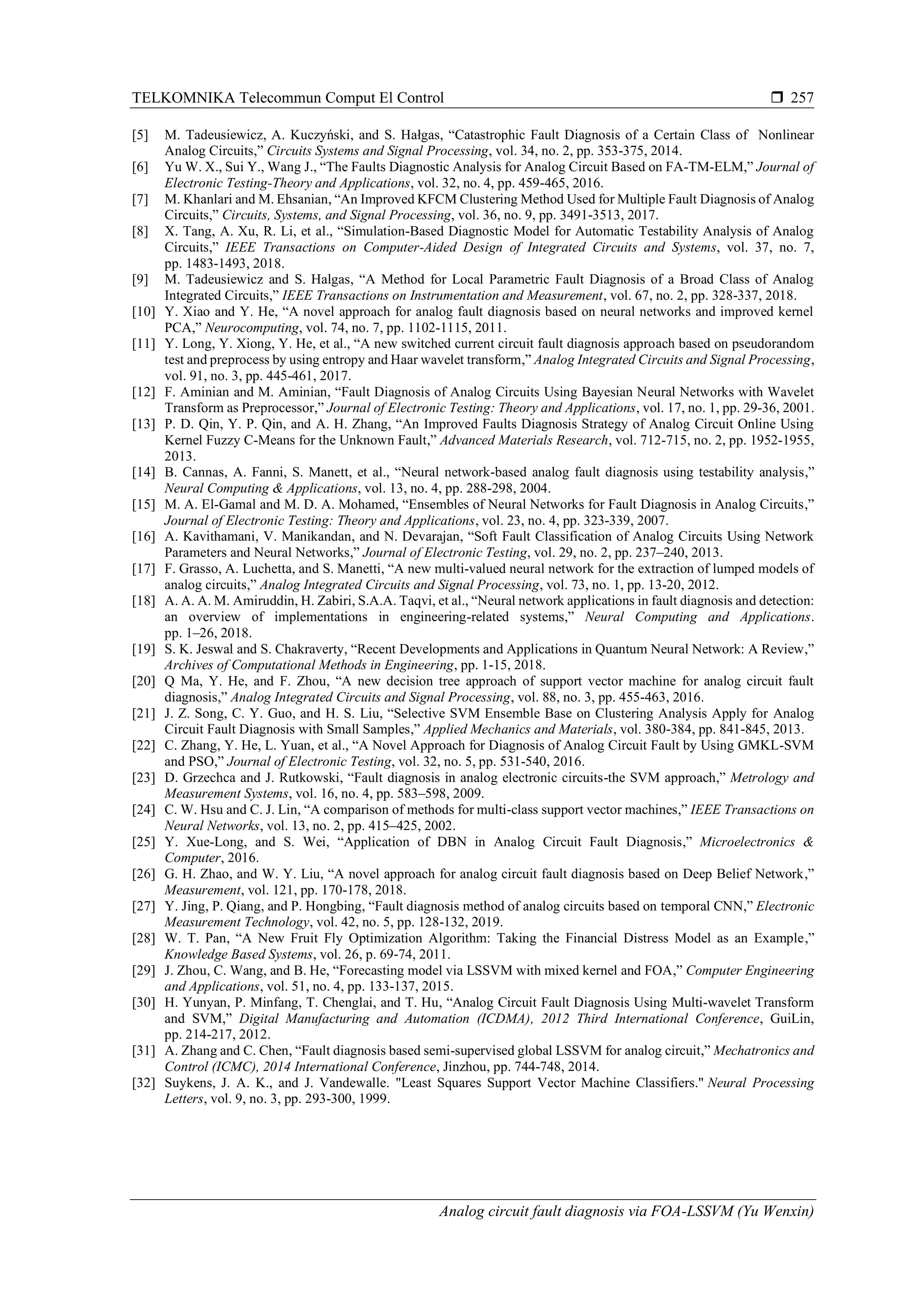 Analog circuit fault diagnosis via FOA-LSSVM | PDF | Technology Industry | Industries