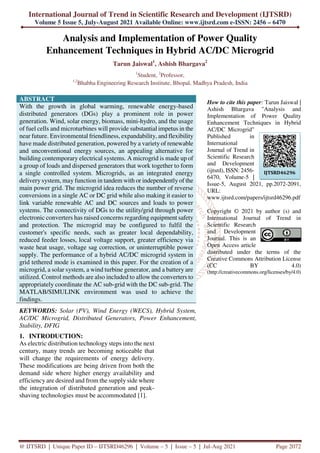 Analysis and Implementation of Power Quality Enhancement Techniques in Hybrid AC DC Microgrid | PDF