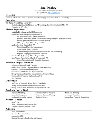 Finance_Resume | PDF