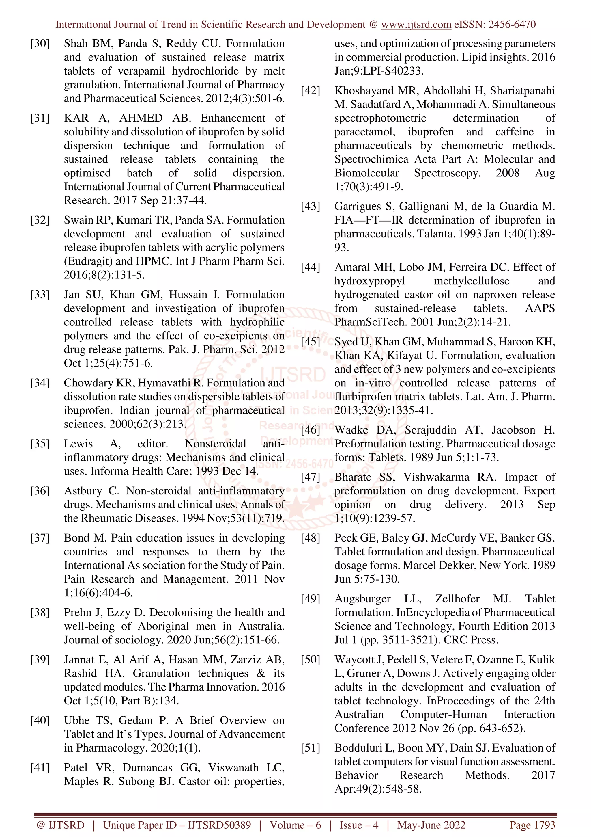 Formulation Development And Evaluation Of Tablet Formulation Containing
