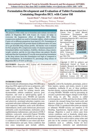 Formulation Development and Evaluation of Tablet Formulation Containing ...