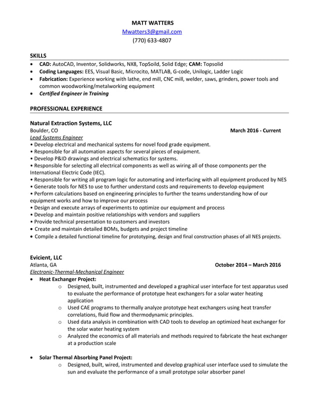 Matt Watters Resume 2017 | PDF