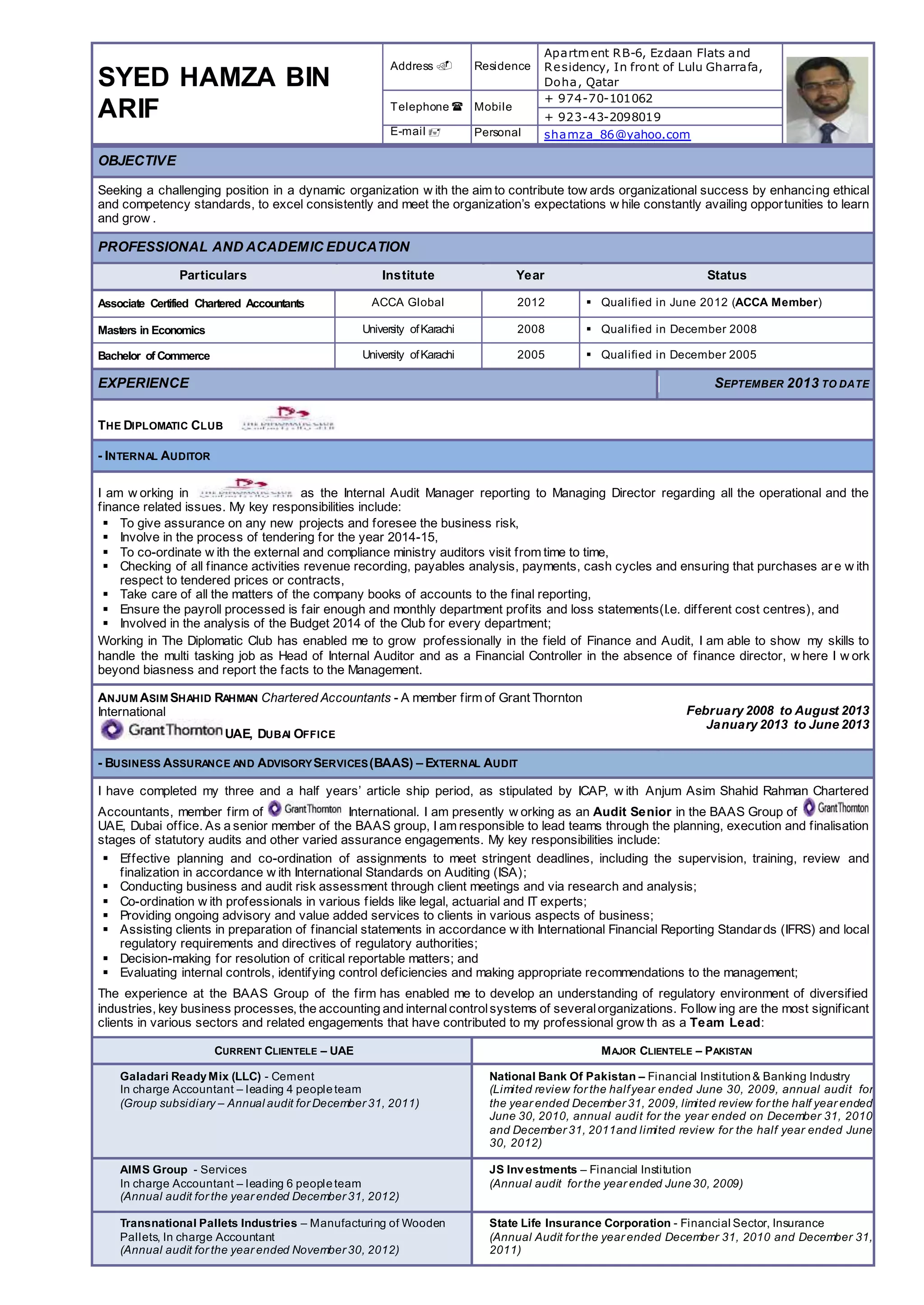 Syed Hamza Bin Arif - Resume | DOCX