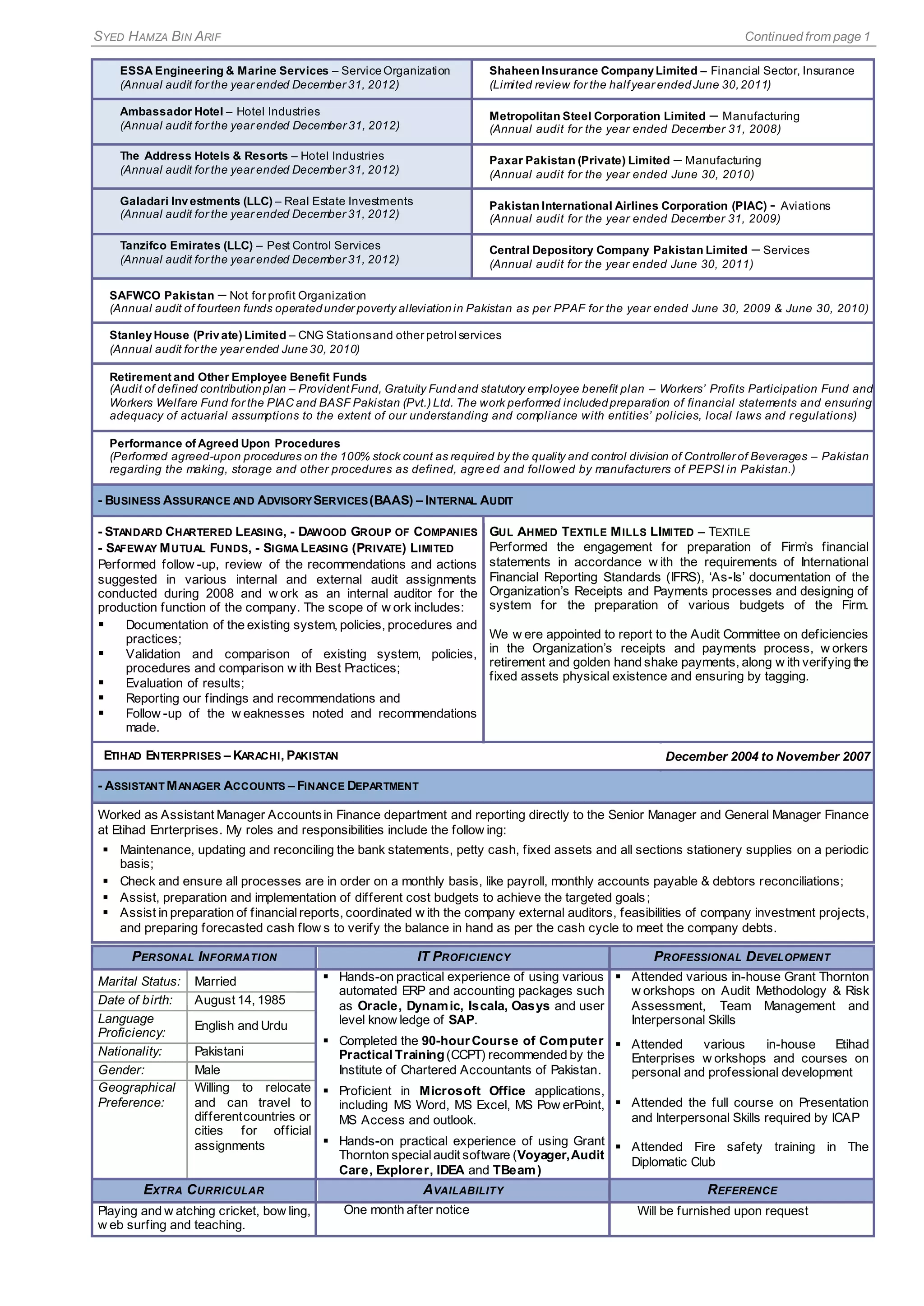 Syed Hamza Bin Arif - Resume | DOCX