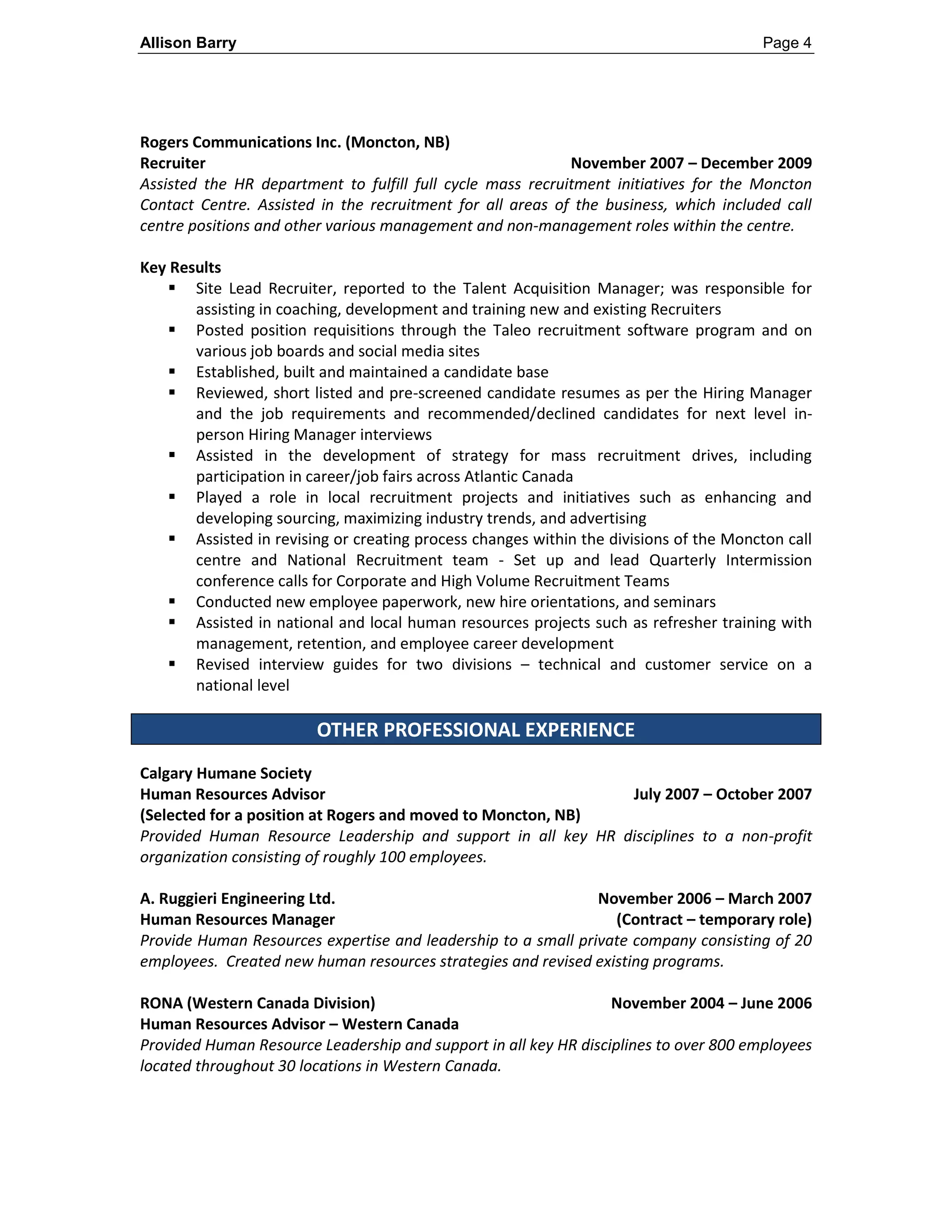 Allison B Recruiter Resume 2017 | PDF