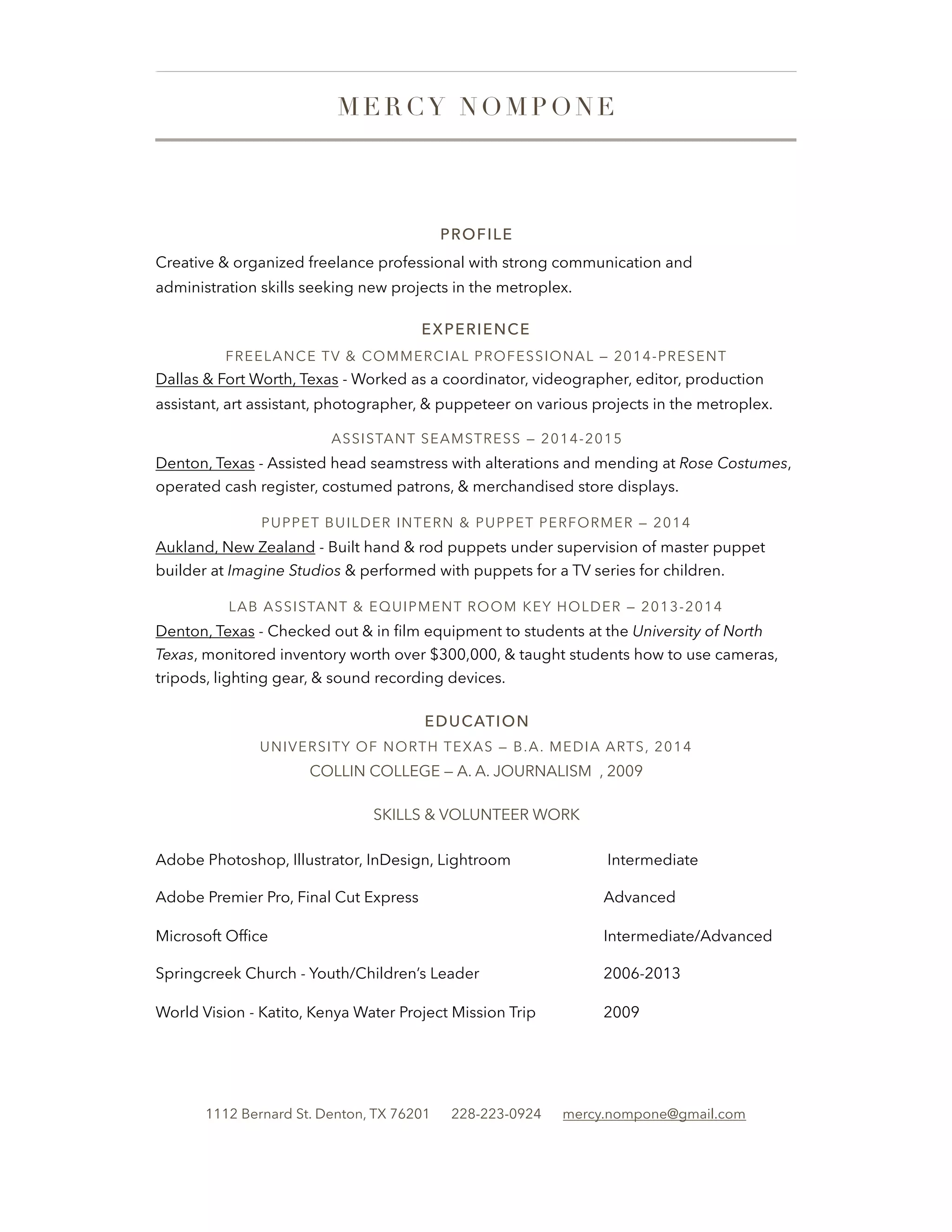 Mercy Nompone Resume 2016-9 | PDF | Technology & Computing