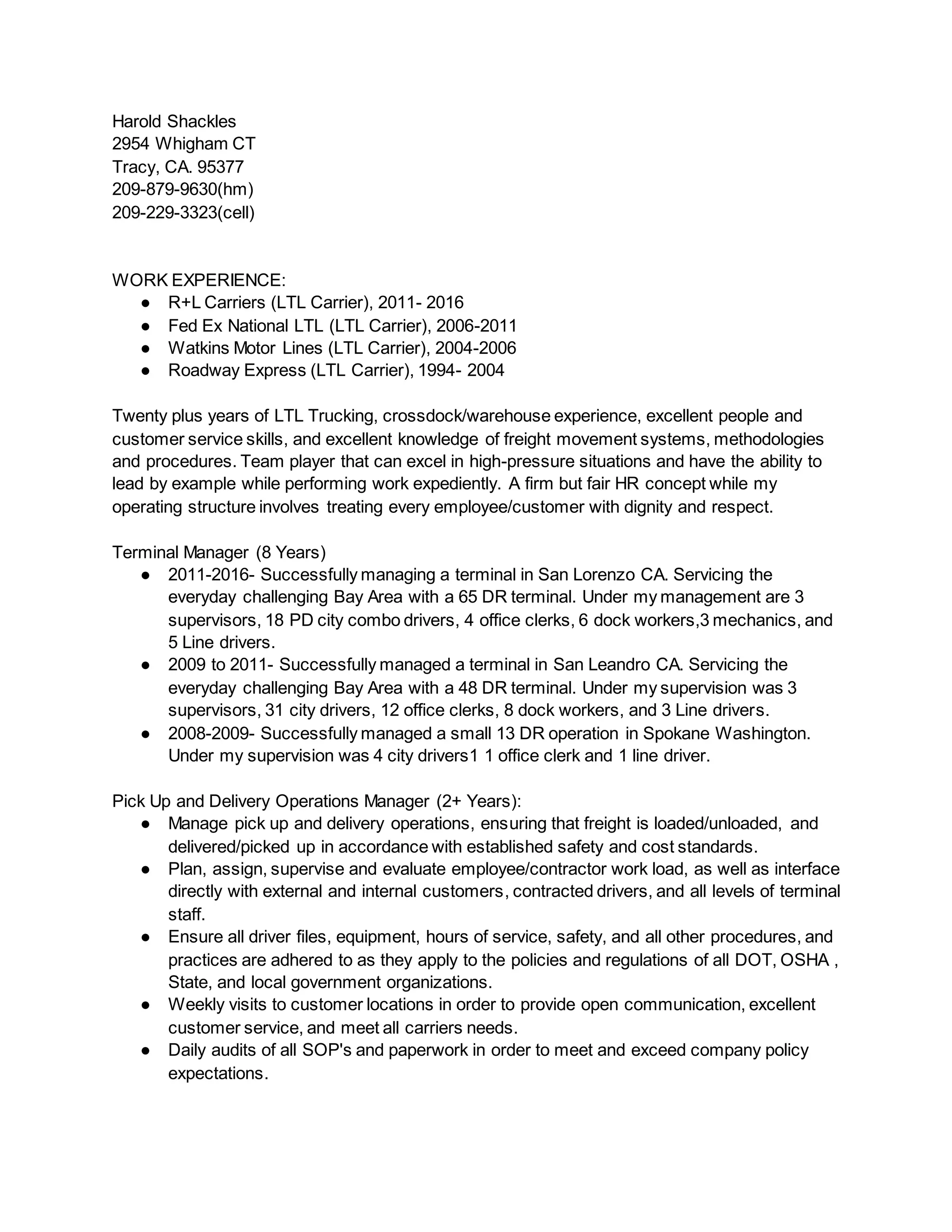 HaroldShacklesResume | DOCX
