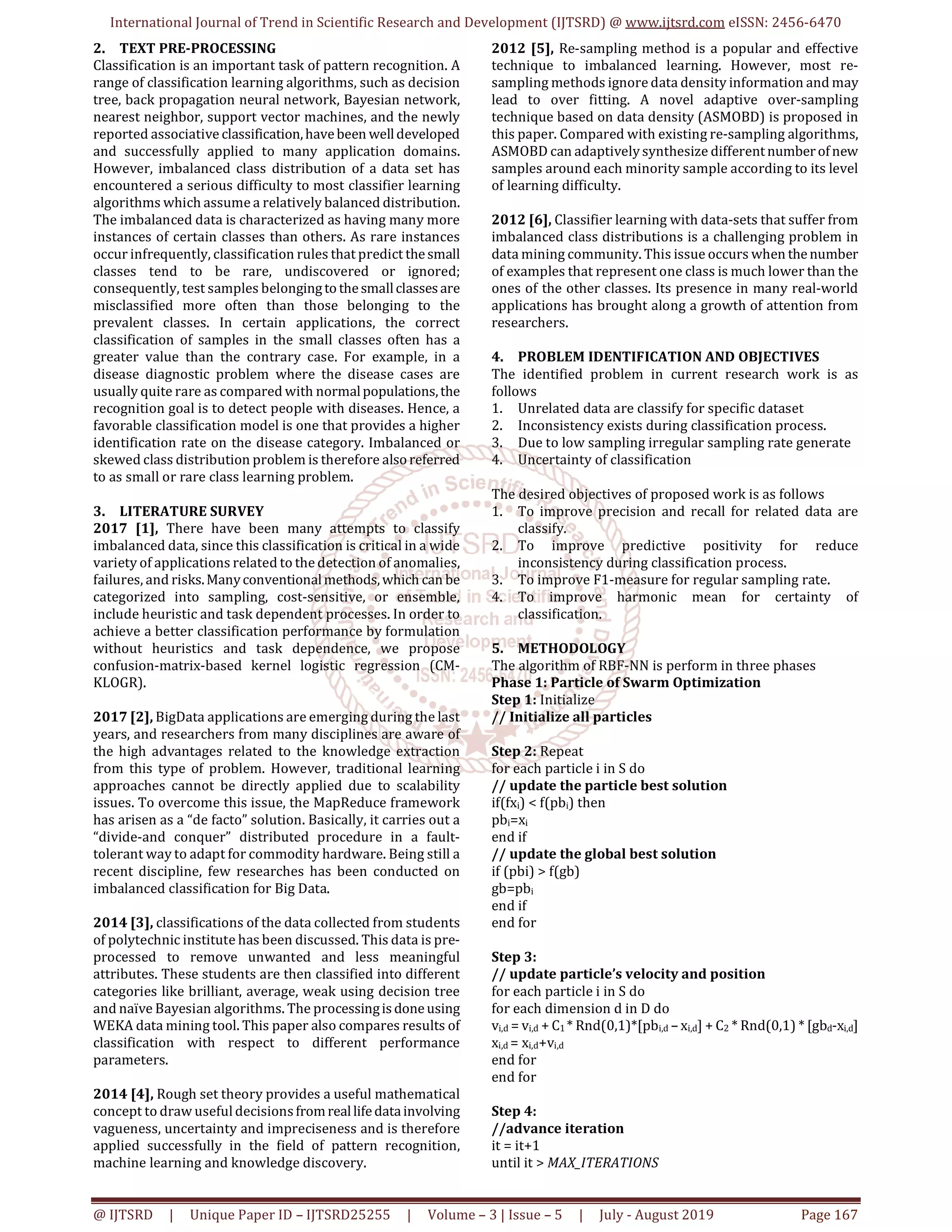 Adaptive Classification Of Imbalanced Data Using Ann With Particle Of