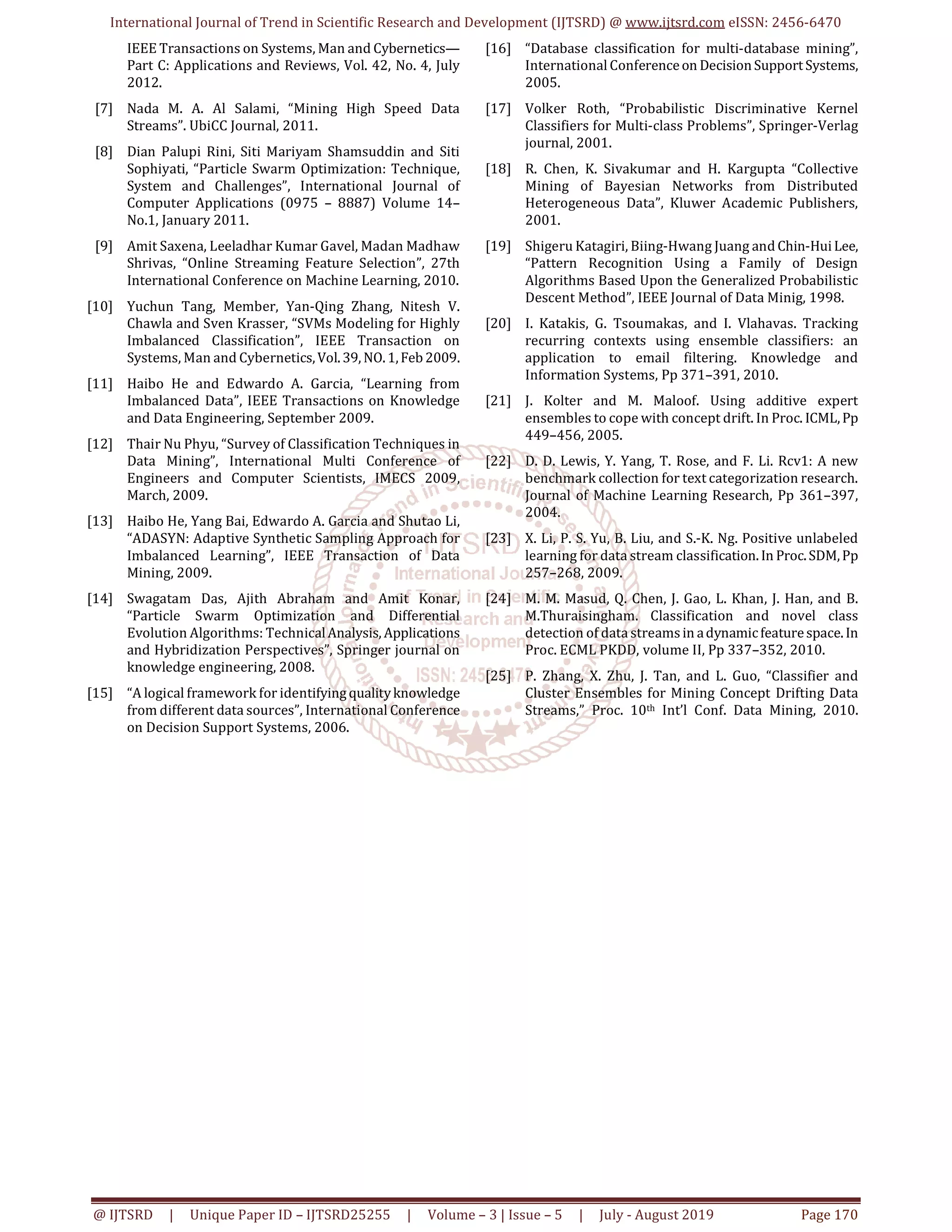 Adaptive Classification Of Imbalanced Data Using Ann With Particle Of Swarm Optimization Pdf