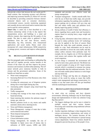 Analyzing Role of Big Data and IoT in Smart Cities | PDF