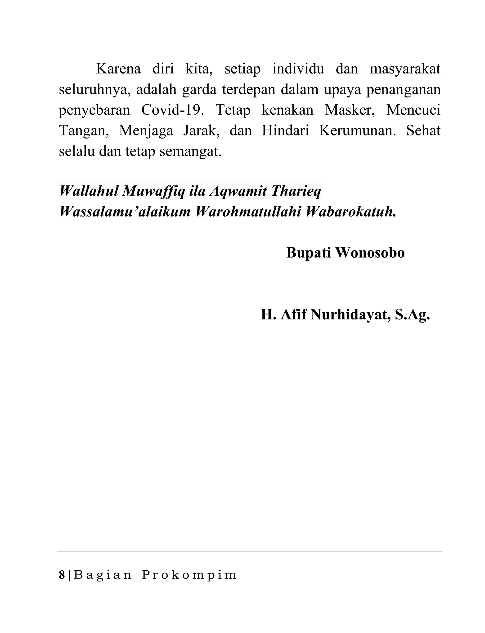29 april 2021, sambutan bupati wonosobo nuzulul quran | PDF