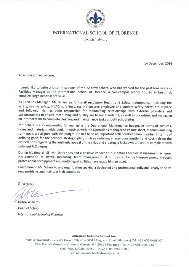 ISF Recommendation letter_DW | PDF