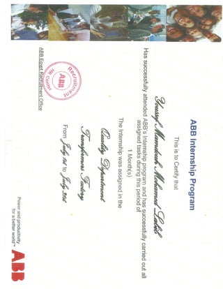 ABB INTERNSHIP CERTIFICATE | PDF