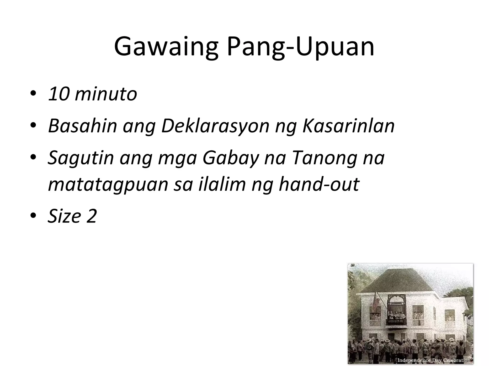 Kasarinlan 1898 | PPT