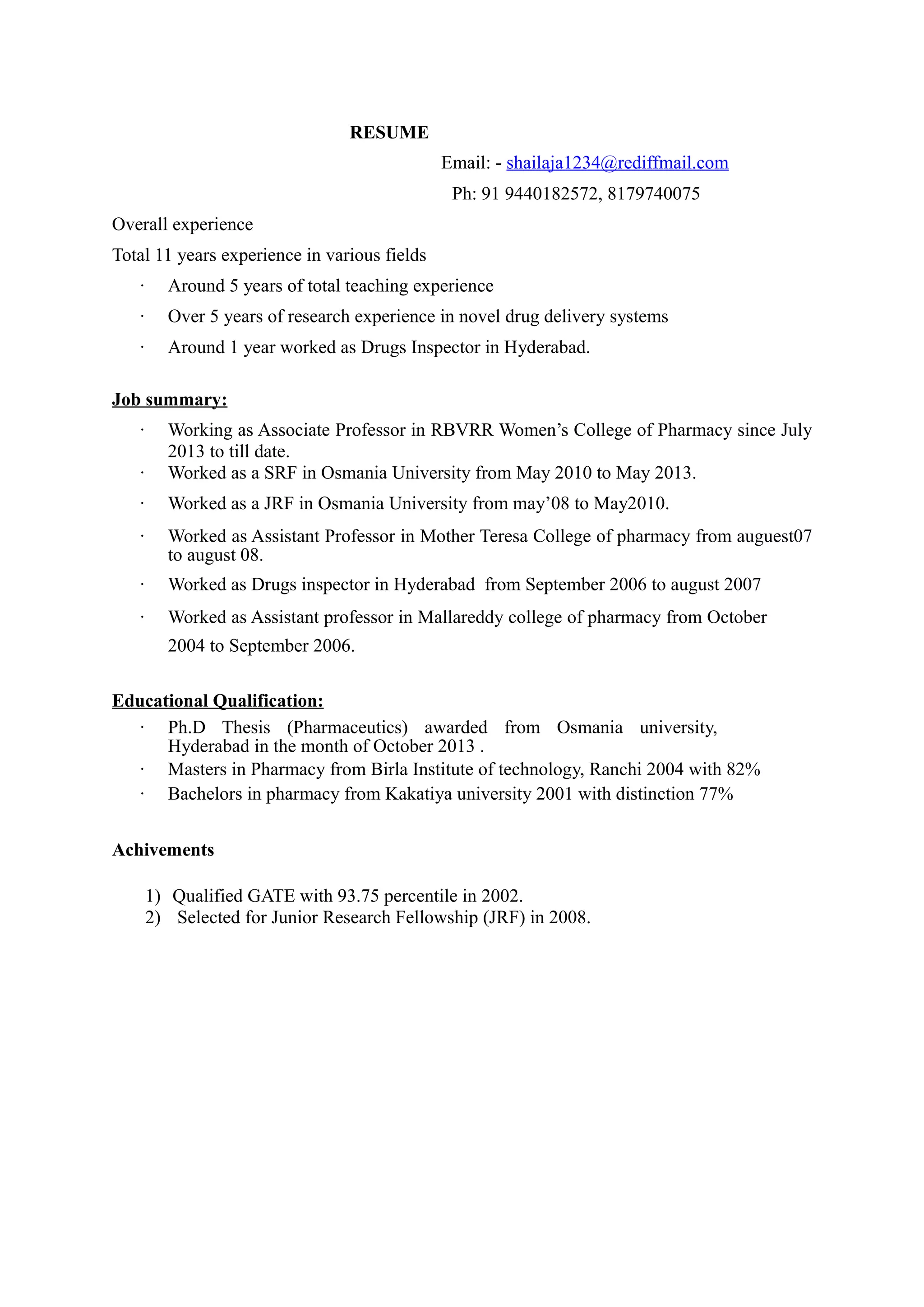 resume_1 | RTF | Diabetes | Diseases and Conditions