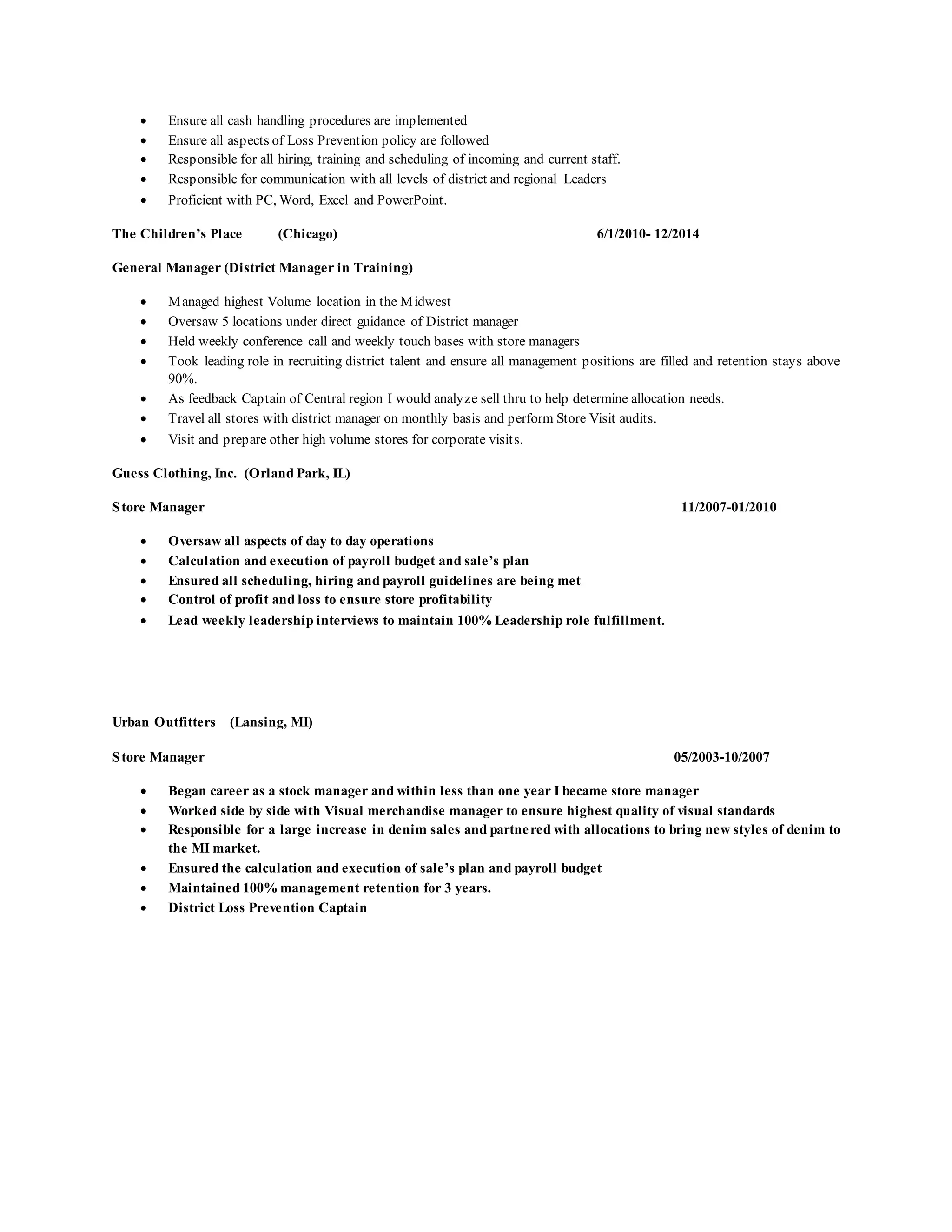 Corey McCowan Retail Resume | DOCX