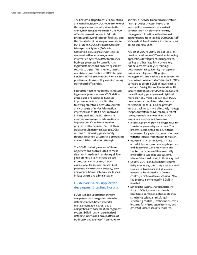 SOMS HP case study 2014 | PDF