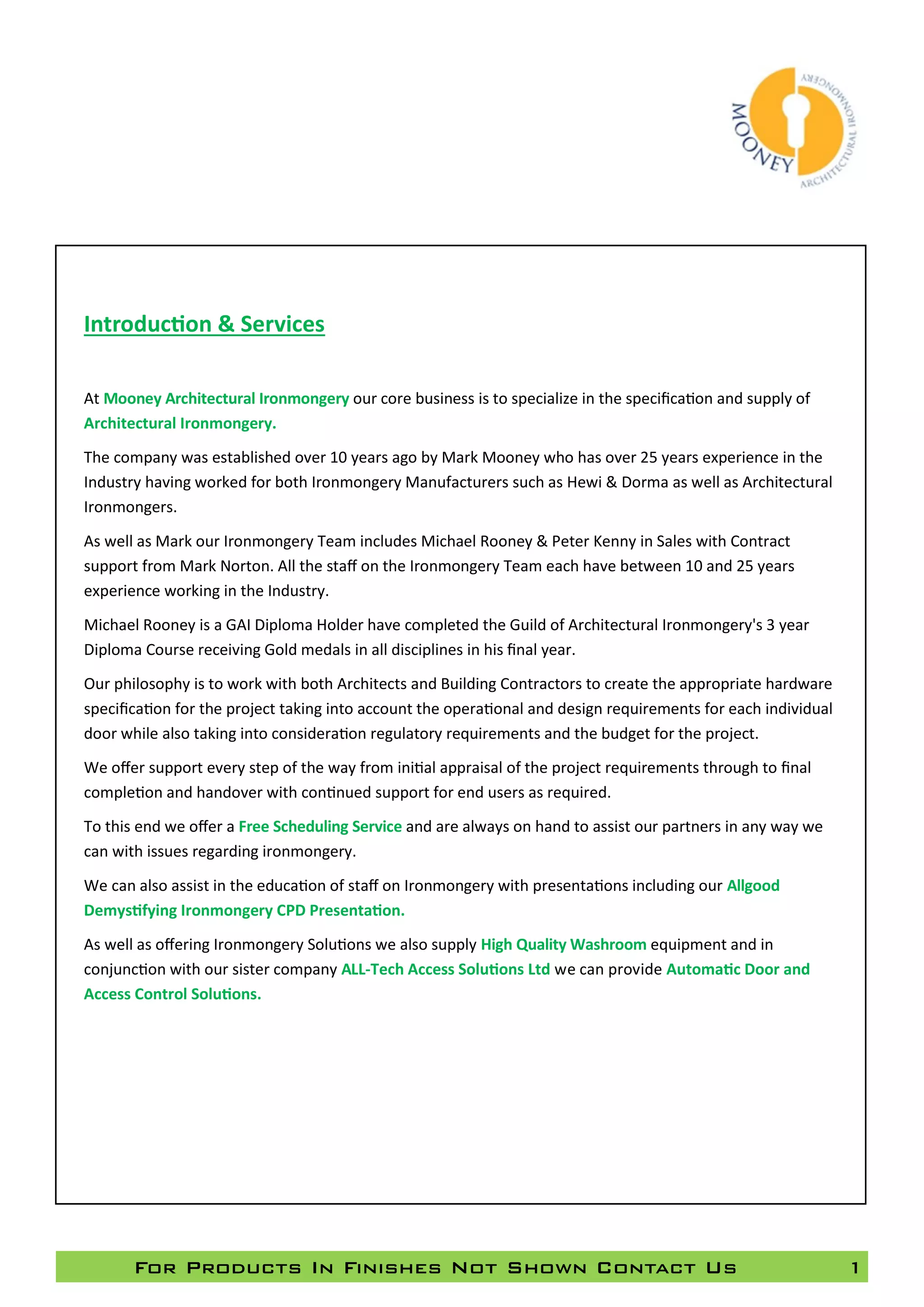 Mooney Ironmongery Product Overview | PDF | Home Appliances | Home & Garden