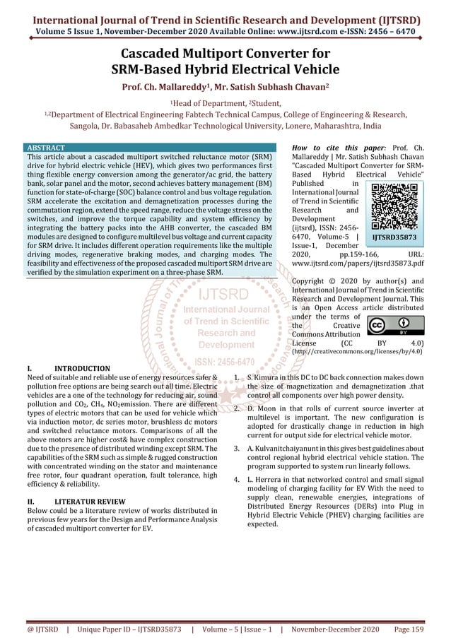 Cascaded Multiport Converter for SRM Based Hybrid Electrical Vehicle | PDF