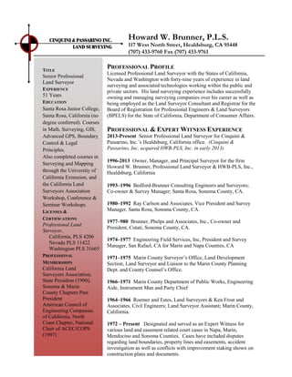 Howard W. Brunner Professional Resume_Healdsburg | PDF
