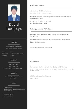 CV David Tanujaya | DOC