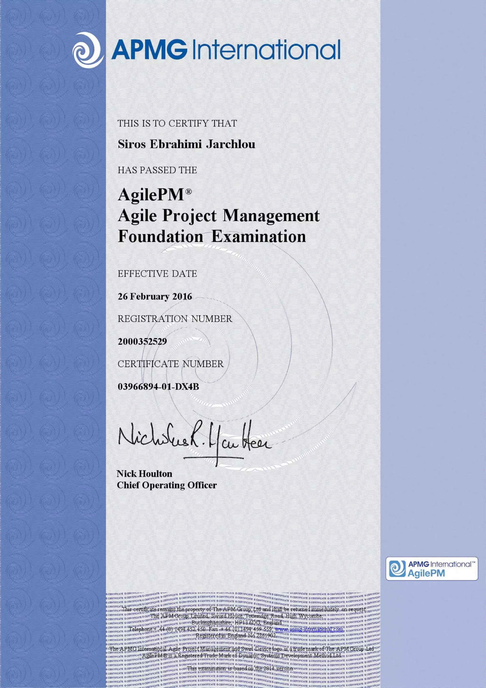 AgPM Certificate | PDF