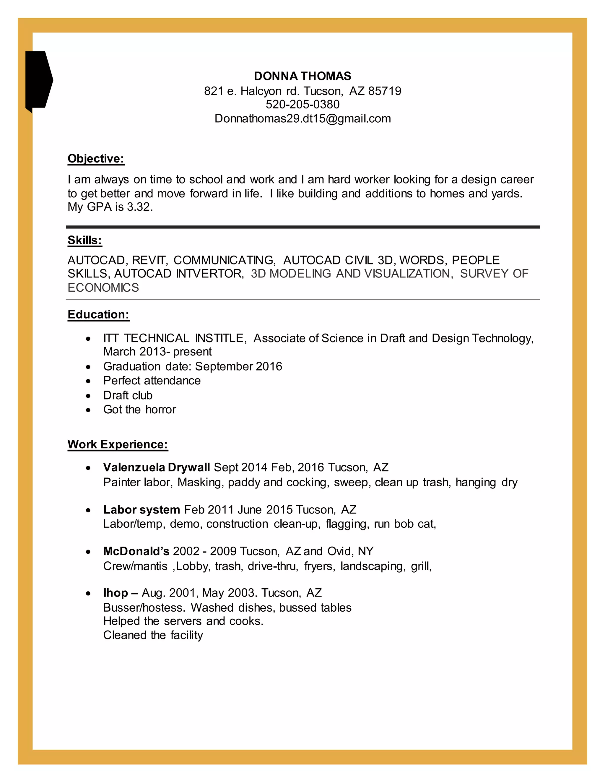 Donna Thomas resume | DOCX