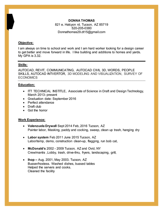 Donna Thomas resume | DOCX