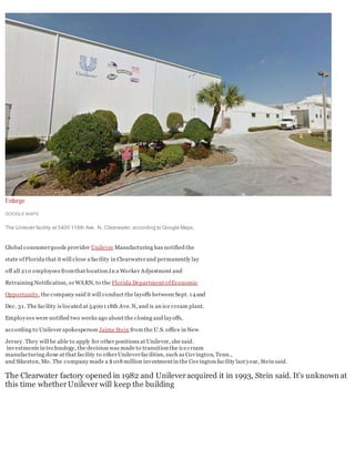 Unilever plant closing | PDF