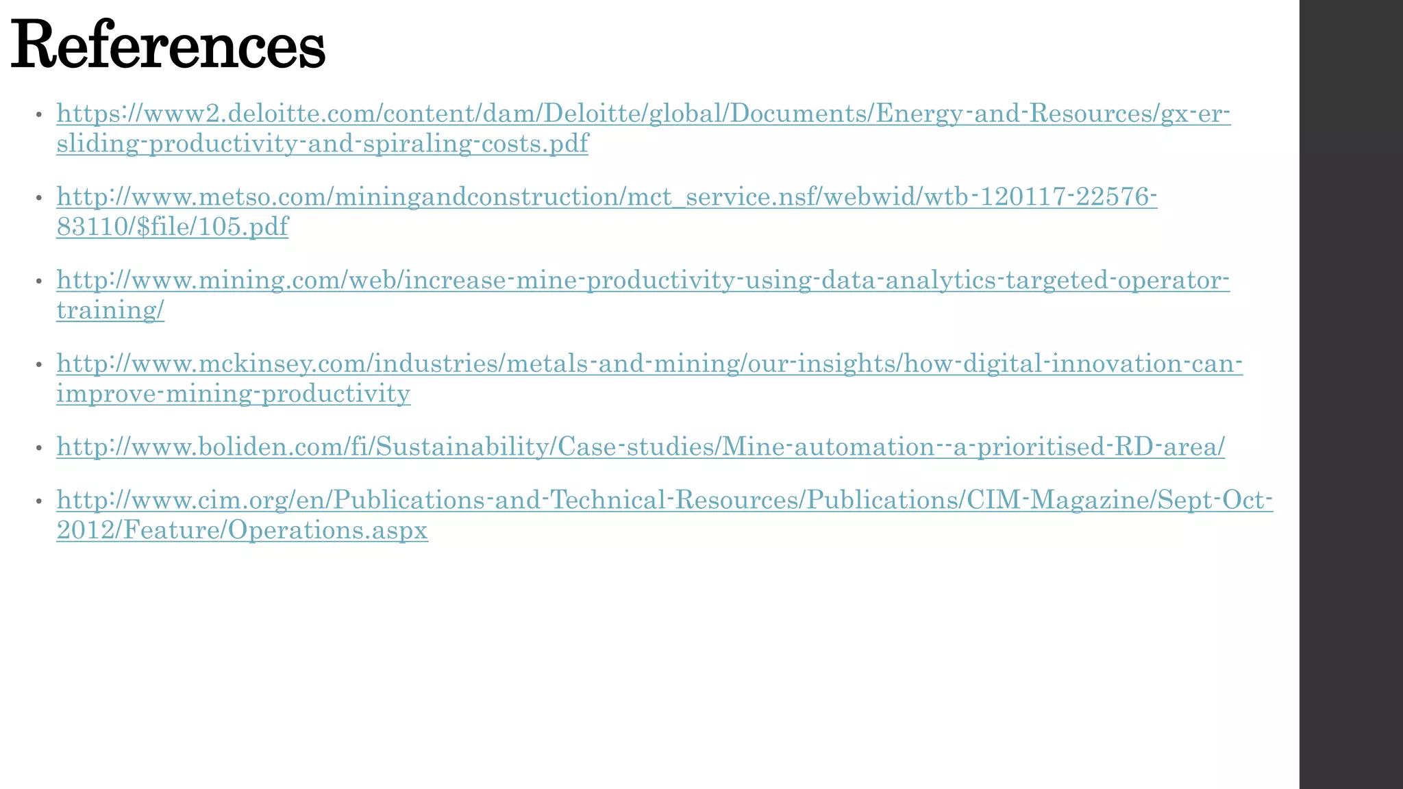 Productivity in Mining[998] | PPTX