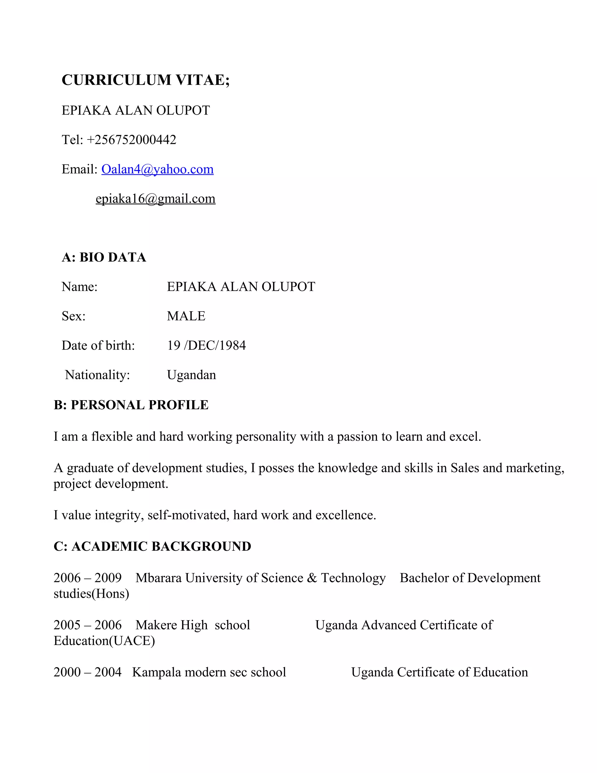 ALAN'S CV (2)(1) | PDF