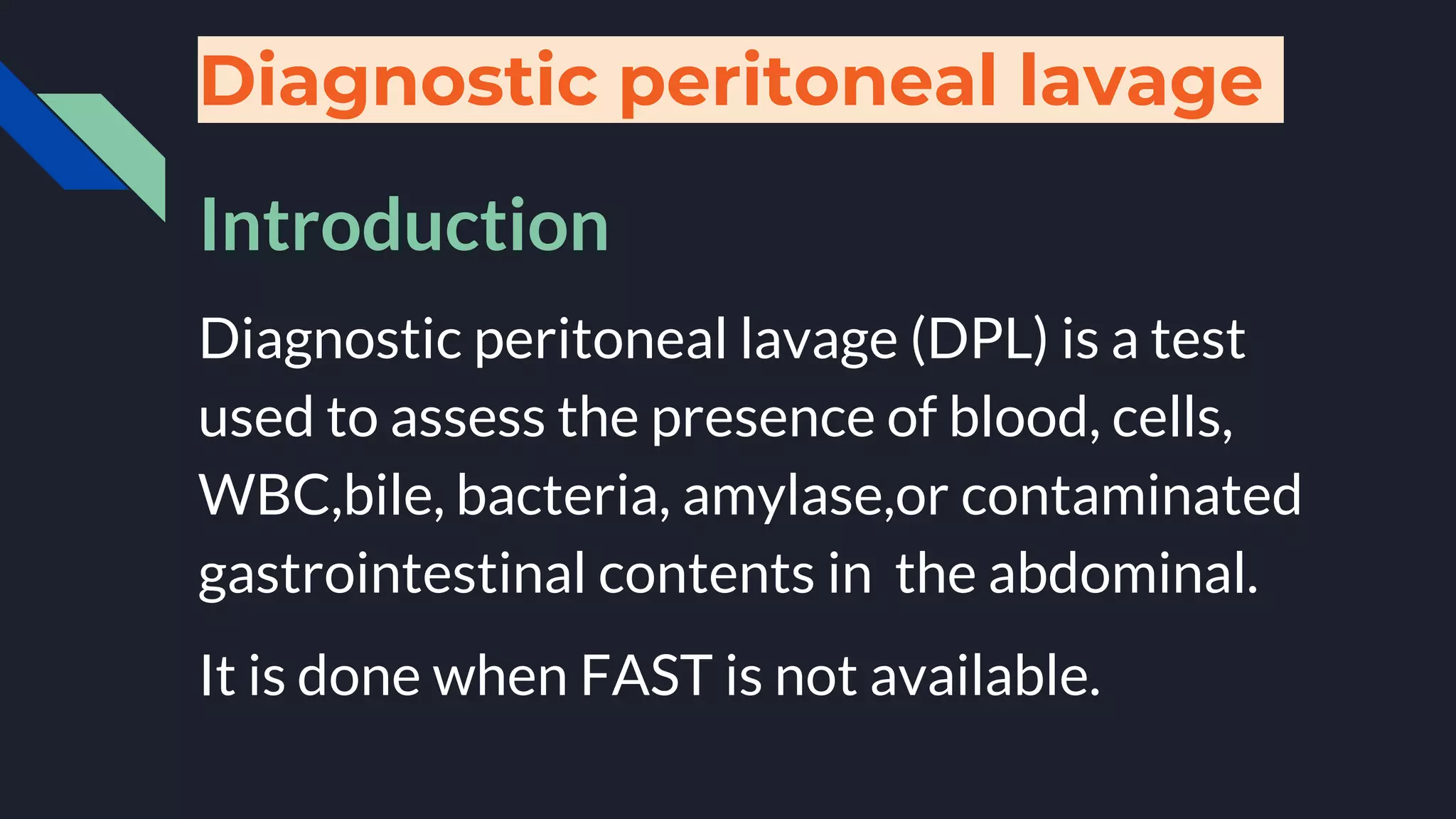 diagnostic peritoneal lavage (DPL) | PPTX