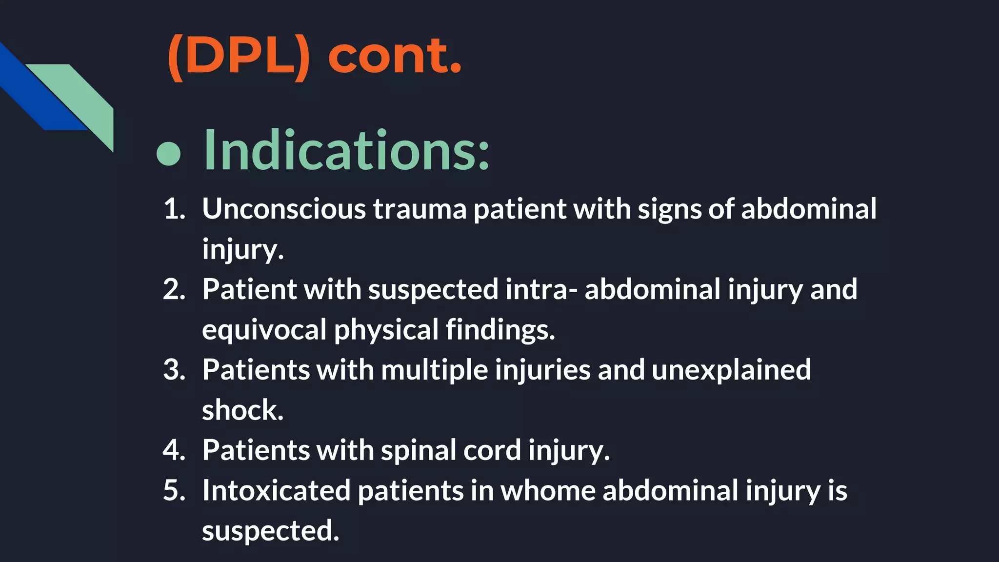 diagnostic peritoneal lavage (DPL) | PPTX