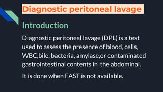 diagnostic peritoneal lavage (DPL) | PPTX