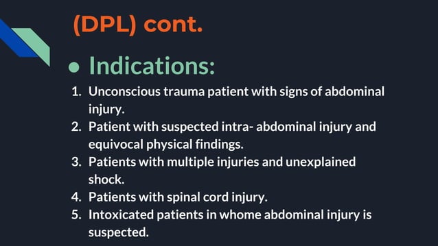 diagnostic peritoneal lavage (DPL) | PPTX | Death, Injury, or Military ...