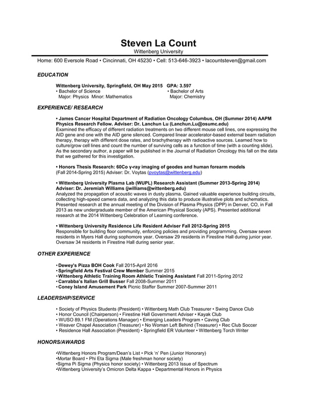 Steven La Count's resume current version | PDF