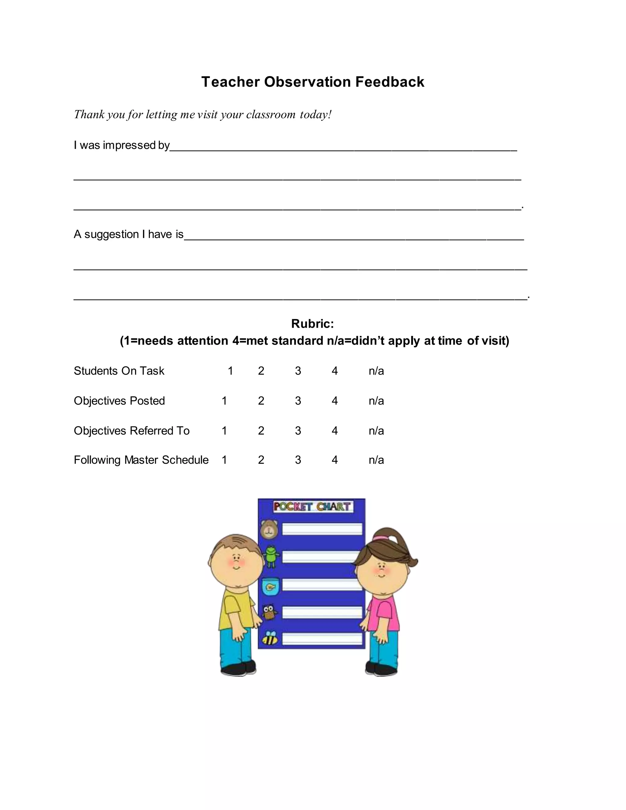 Teacher Observation Feedback Form | PDF