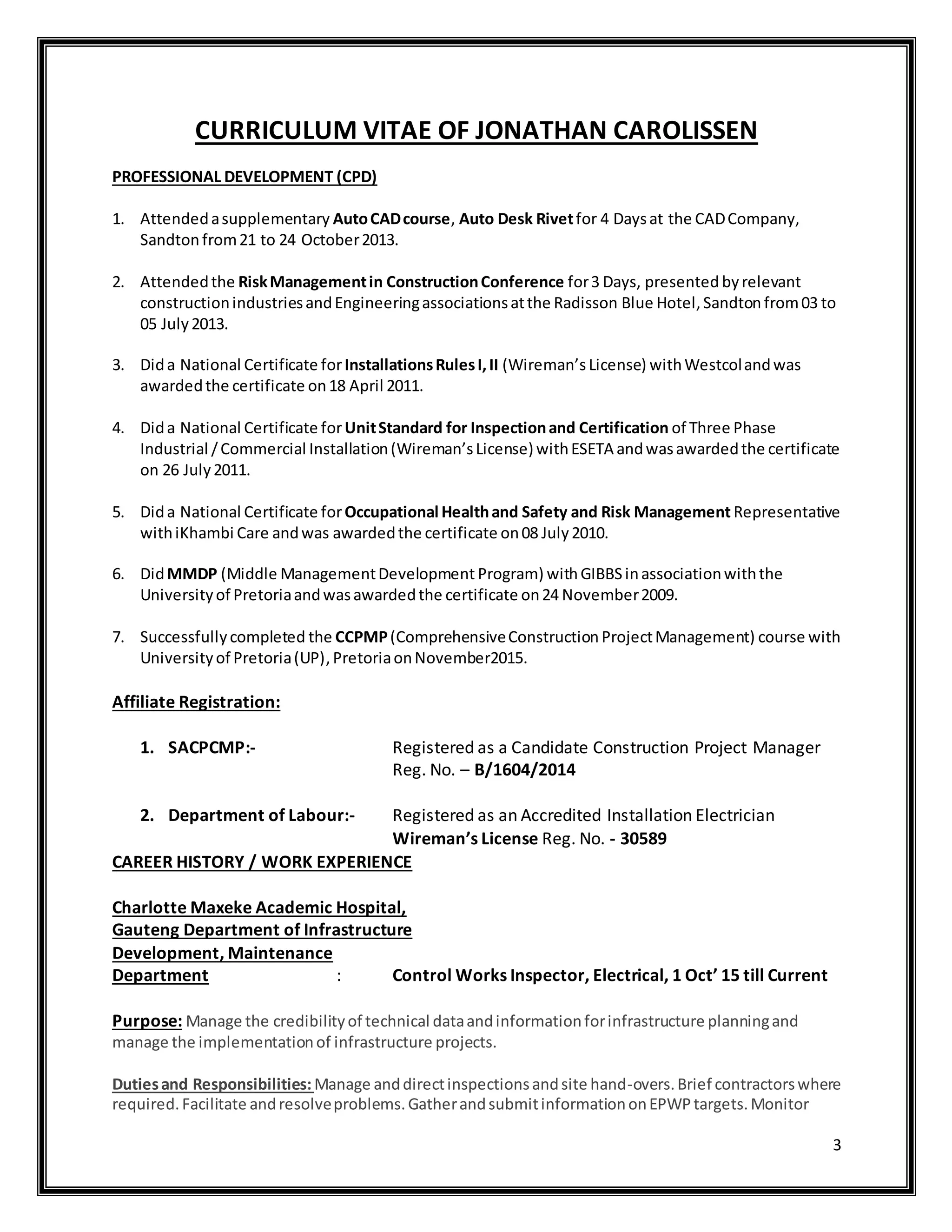 CURRICULUM VITAE OF JONATHAN CAROLISSEN SACPCMP latest | DOCX