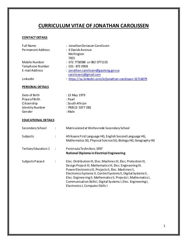 CURRICULUM VITAE OF JONATHAN CAROLISSEN SACPCMP latest