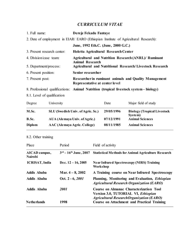 Dereje Fekadu - CV - December 2015 | DOCX
