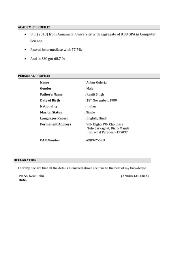 Ankur_ Resume | DOC | Web Development | Internet